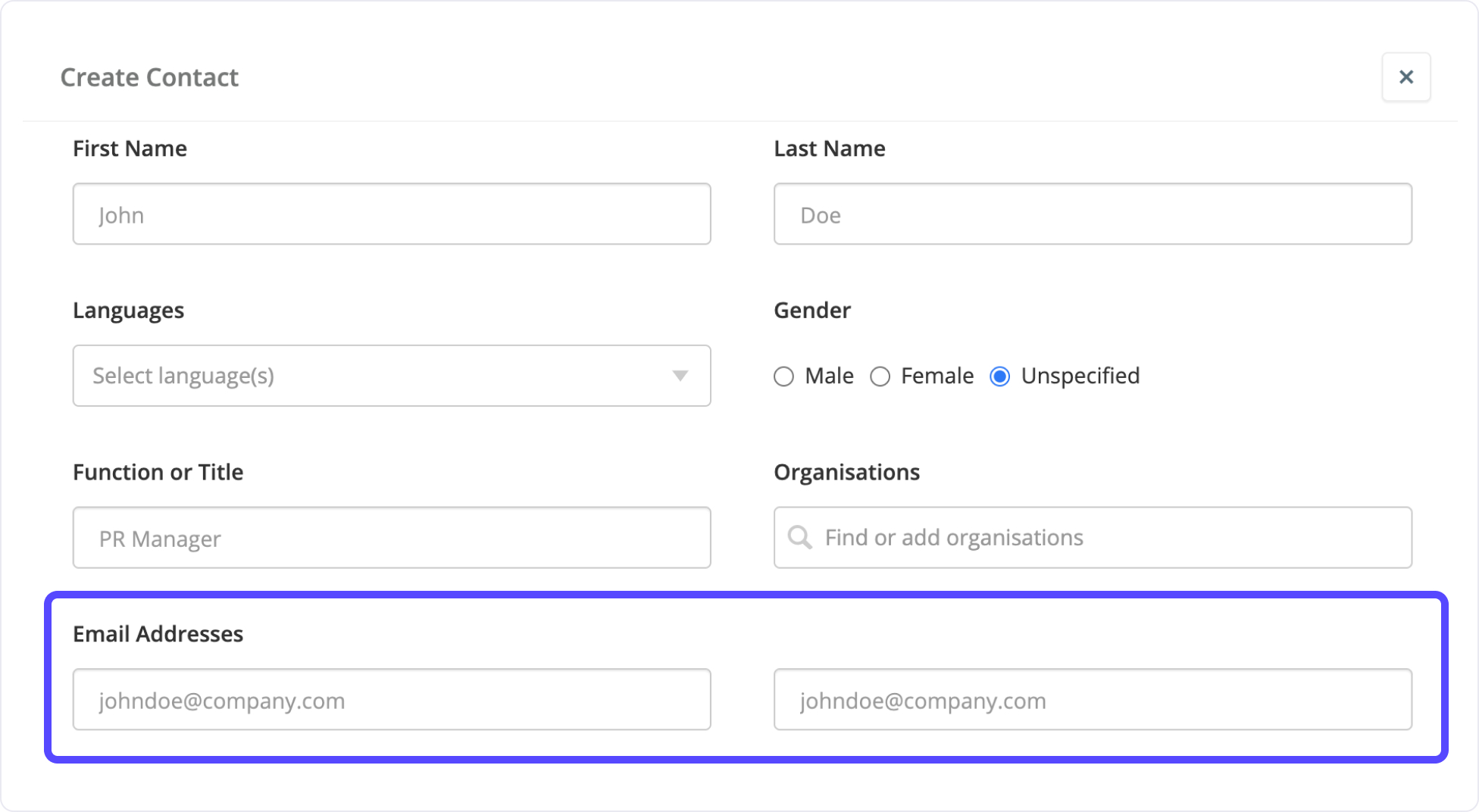 Multiple email addresses per contact | Help Section